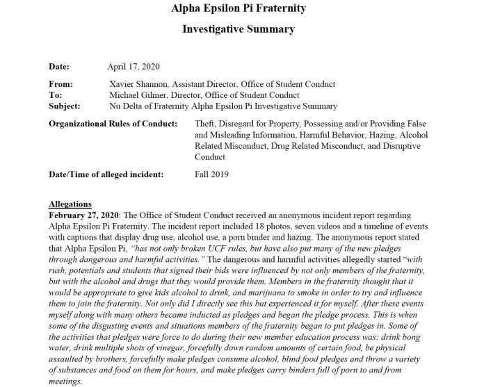 Fraternity Cuts Ties With UCF, Cites Unjust Student Conduct Process ...